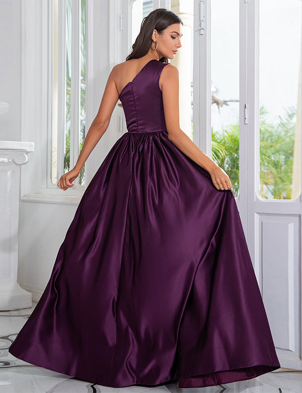 Robe de Soirée Violette à Une Épaule Divisé Robes Habillées Longue ...